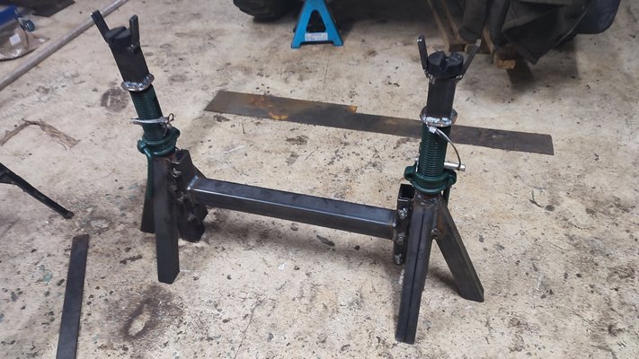 Axle dolly and chassis stand from engine stands and trench props. | MIG ...